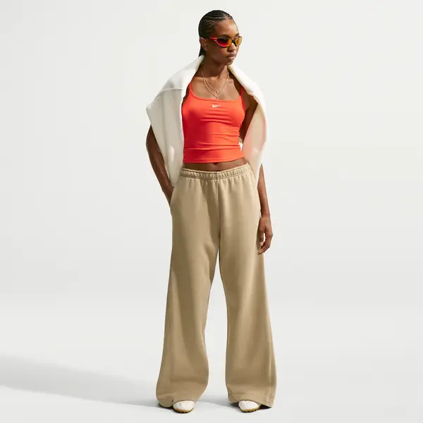 Nike Studio Fleece Medium Weight Loose Pleated Snap Pants - Brown