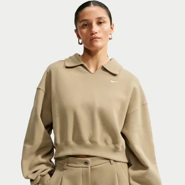 Nike Studio Fleece Medium Weight Oversized Cropped Polo