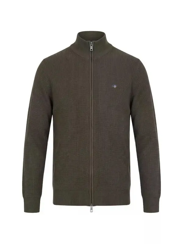 Gant Waffle-knit Zip-up Cardigan