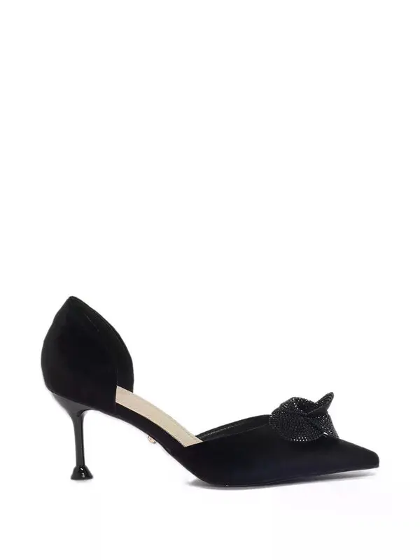 TWENTY FOURHAITCH Cireya Crystal-embellished Floral-appliqué Pumps - Black