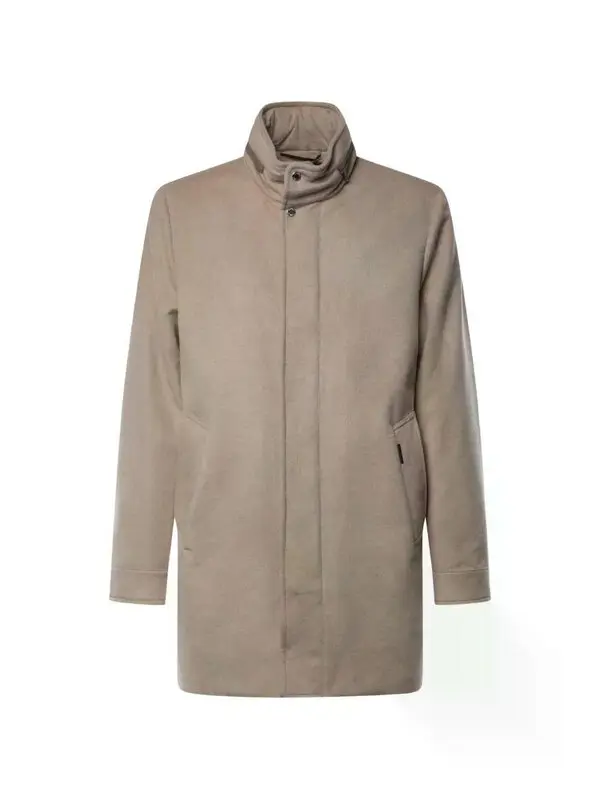 MOORER Cashmere High-neck Coat - Neutrals