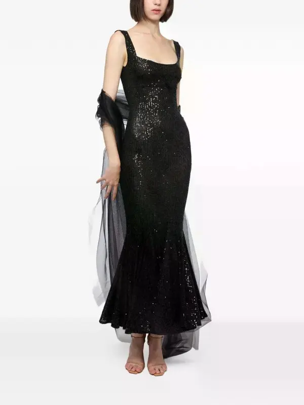 ATU BODY COUTURE Sequin-embellished Tulle-shawl Maxi Dress