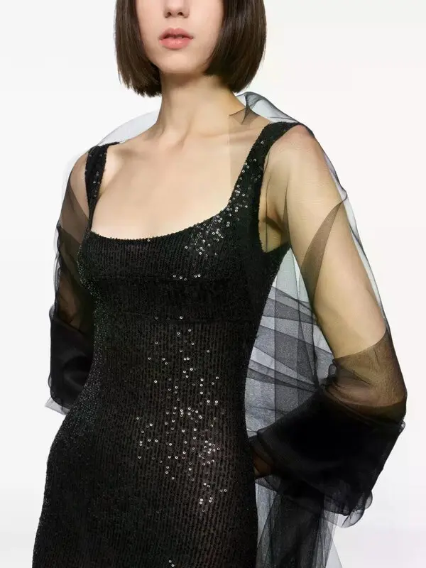 ATU BODY COUTURE Sequin-embellished Tulle-shawl Maxi Dress