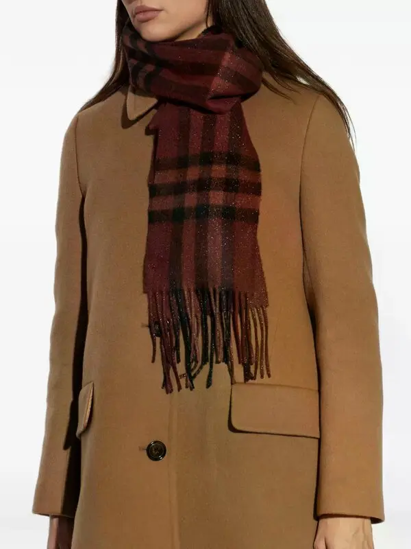 Burberry Check Fringed Scarf - Brown
