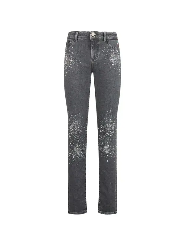 Philipp Plein Crystal-embellished Skinny-fit Jeans - Grey