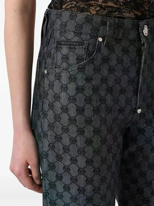 Philipp Plein Monogram-print Straight-leg Jeans