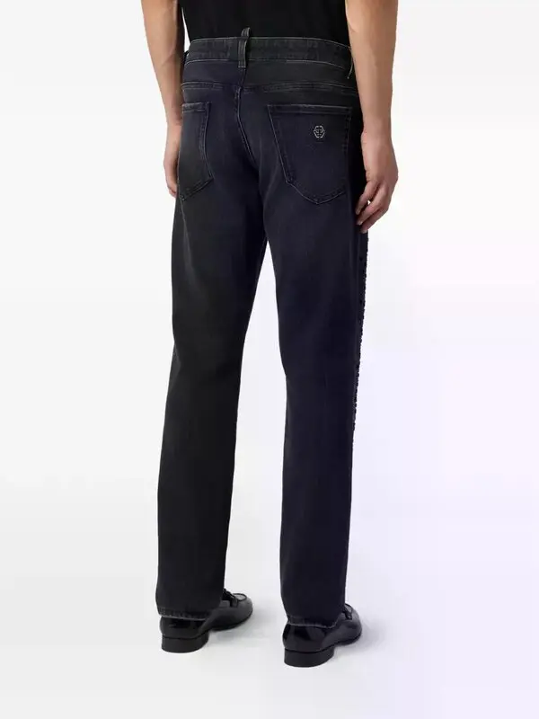 Philipp Plein Strass-stripe Straight-cut Jeans