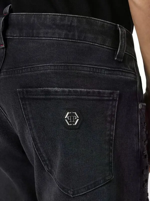 Philipp Plein Strass-stripe Straight-cut Jeans