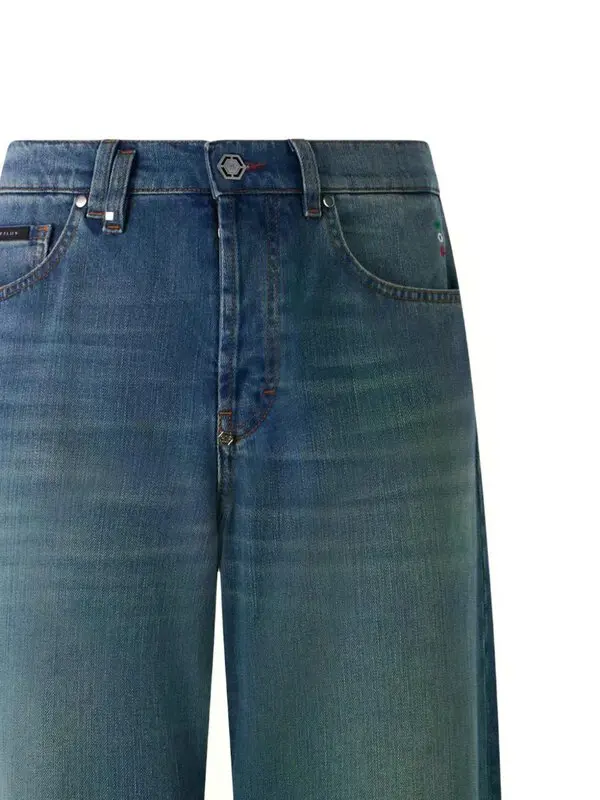 Philipp Plein Faded Wide-leg Jeans