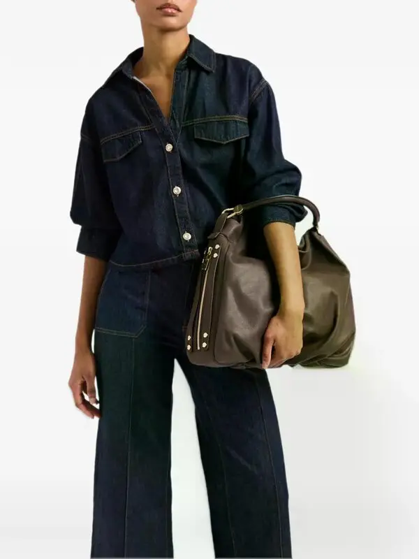 Borbonese Medium Bice Leather Slouchy Tote Bag