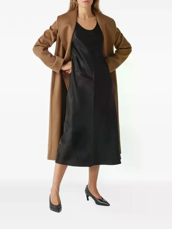 Max Mara Talete Satin Scoop-neck Midi Dress - Black