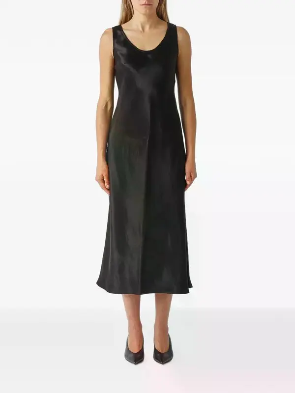Max Mara Talete Satin Scoop-neck Midi Dress - Black
