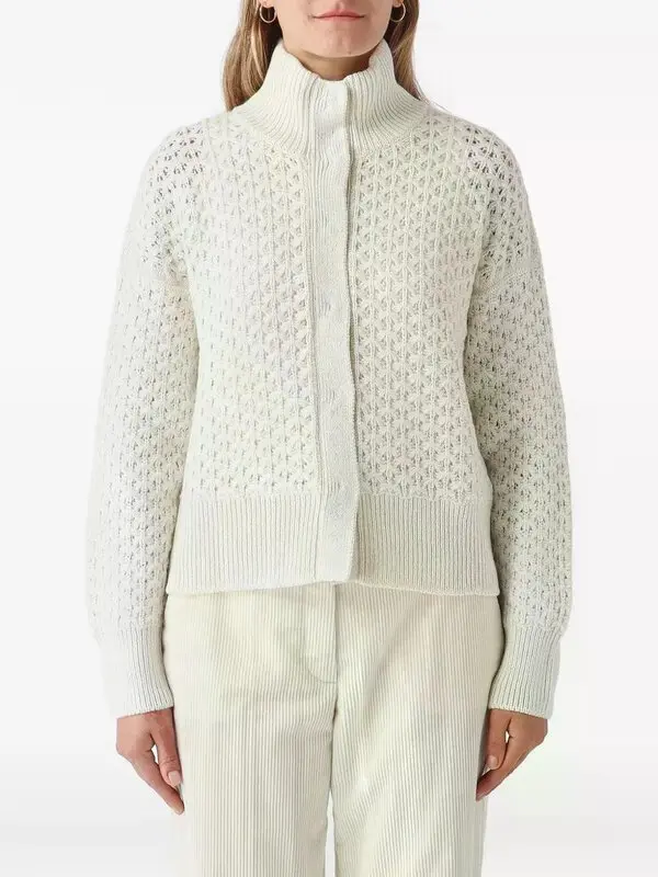 GRAN SASSO Cable-knit High-neck Cardigan
