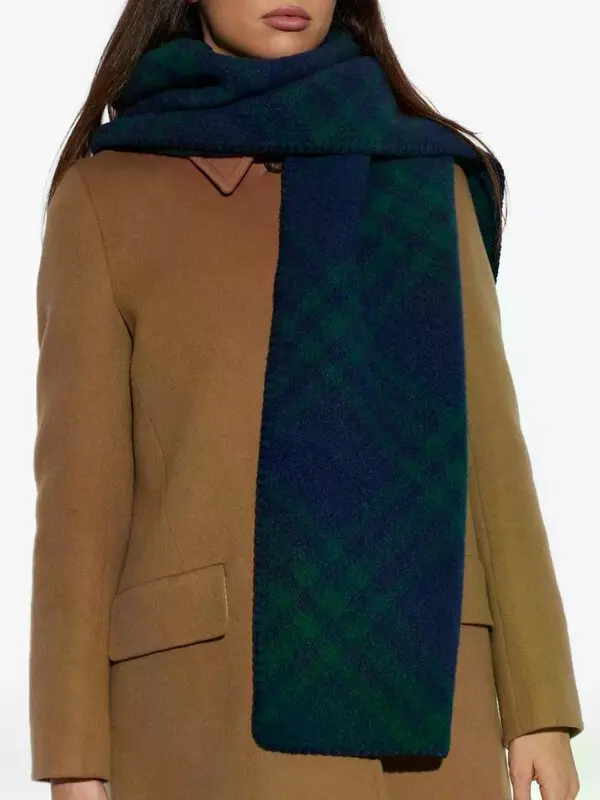 Burberry Tartan Wool Scarf - Blue
