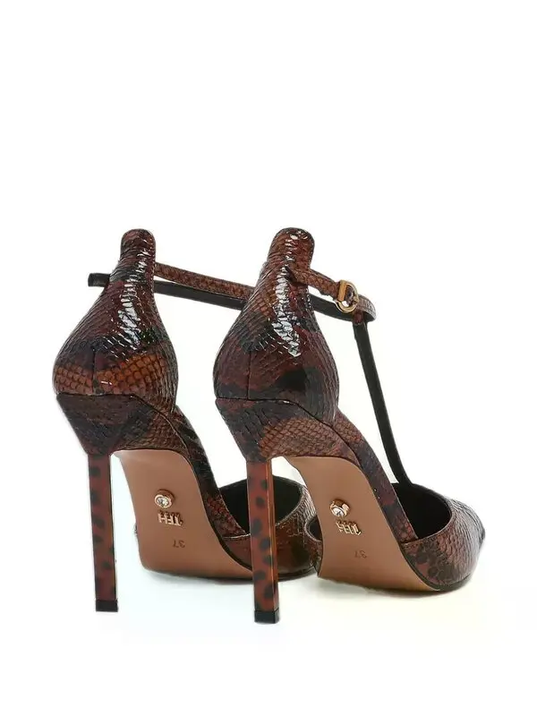 TWENTY FOURHAITCH Snake-effect T-bar Pumps