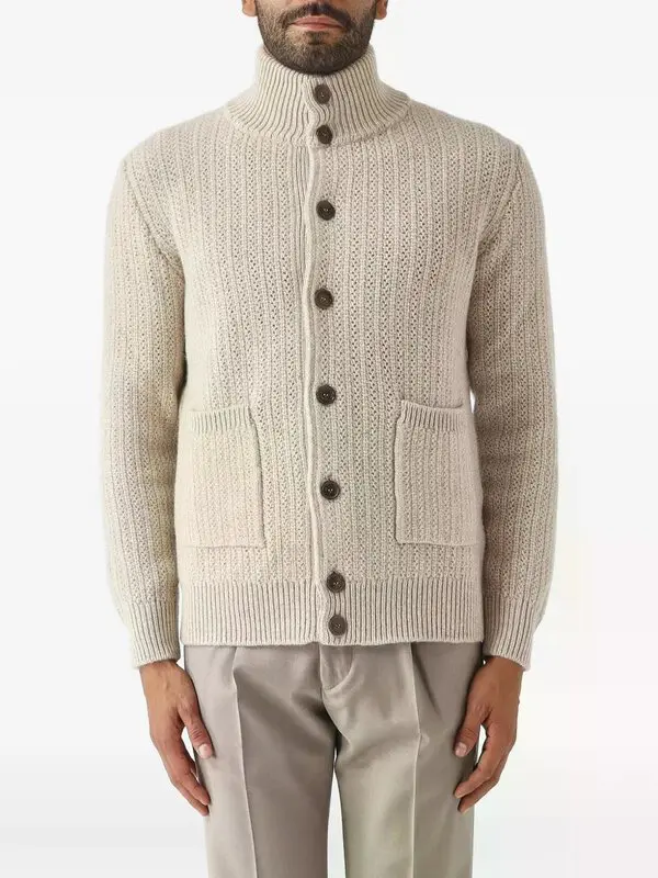 FILIPPO DE LAURENTIIS Ribbed-knit Button-up Cardigan