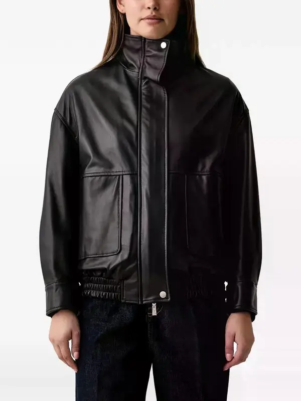 KAOS Leather High-neck Jacket - Black