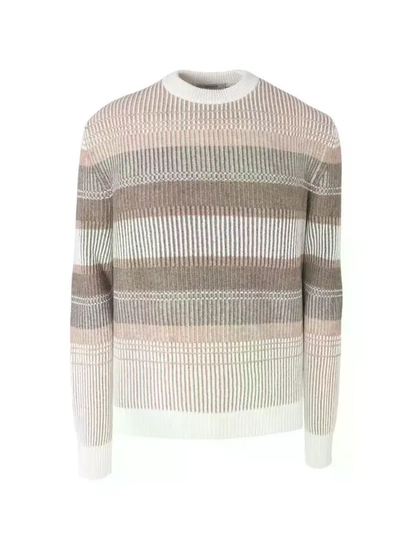 Agnona Striped Ribbed-knit Sweater - Neutrals