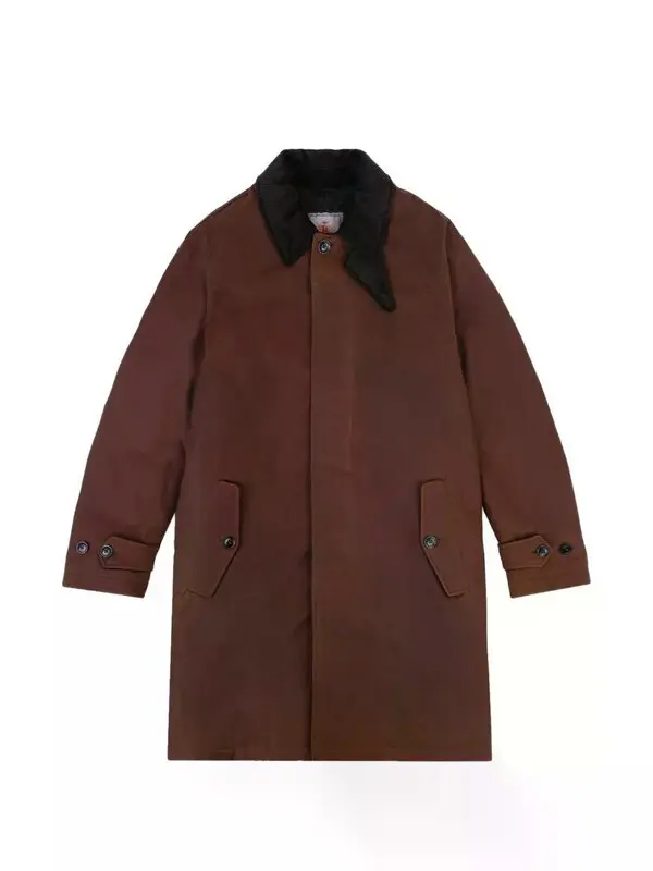 BARACUTA G10 Waxed Corduroy-collar Concealed-fastening Coat - Brown