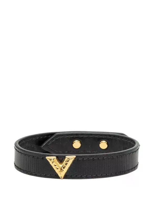 LOUIS VUITTON 2021 Leather Essential V Bracelet Costume Bracelet - Black