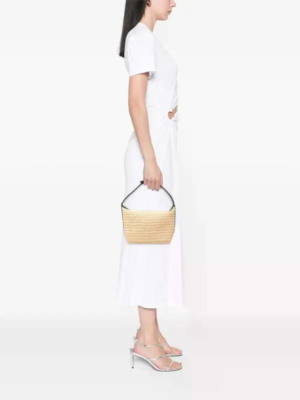 Bottega Veneta 2012-2026 Mini Nappa Intrecciato Trimmed Raffia Wallace Handbag - Neutrals