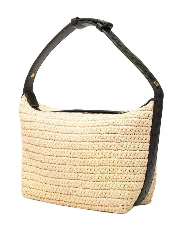 Bottega Veneta 2012-2026 Mini Nappa Intrecciato Trimmed Raffia Wallace Handbag