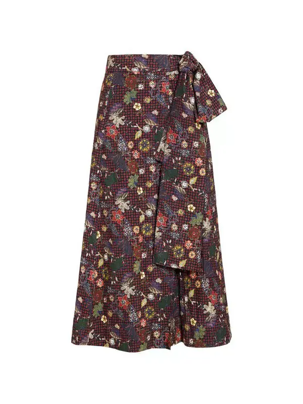 MARIE OLIVER Estine Floral-print Wrap Midi Skirt