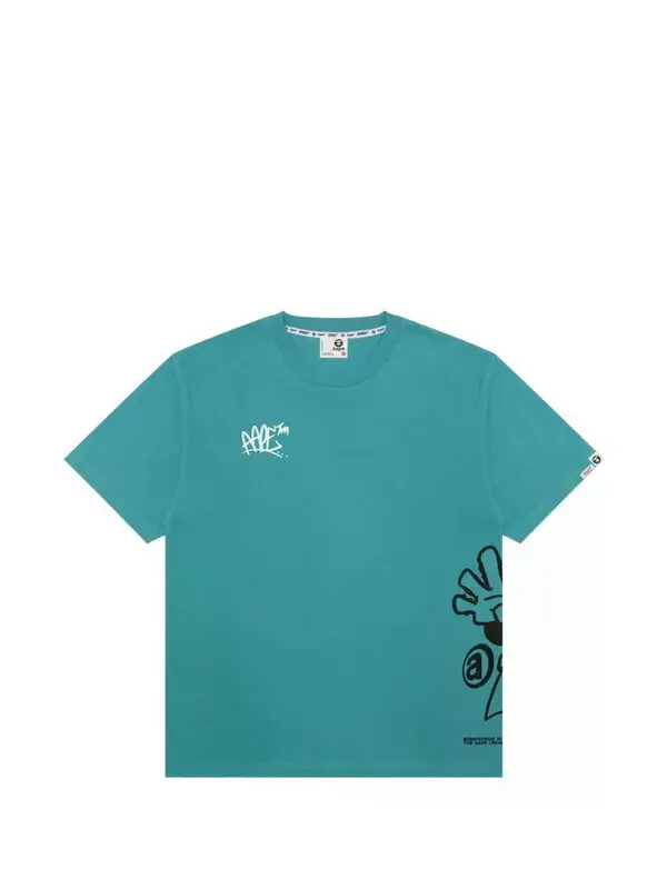 AAPE BY *A BATHING APE Moonface Graphic-print T-shirt - Blue