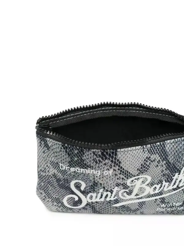MC2 SAINT BARTH Aline Snake-print Logo-print Clutch Bag