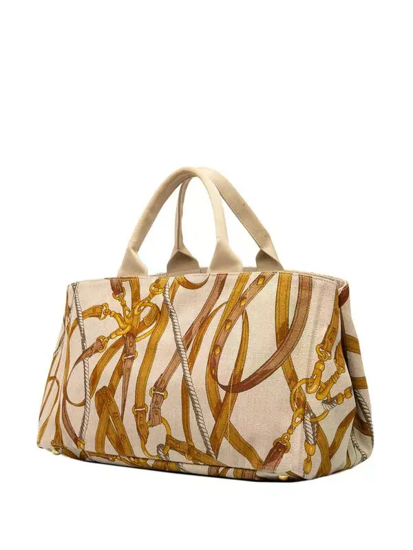 Prada 2000-2013 Large Printed Canvas Canapa Stampata Tote Bag