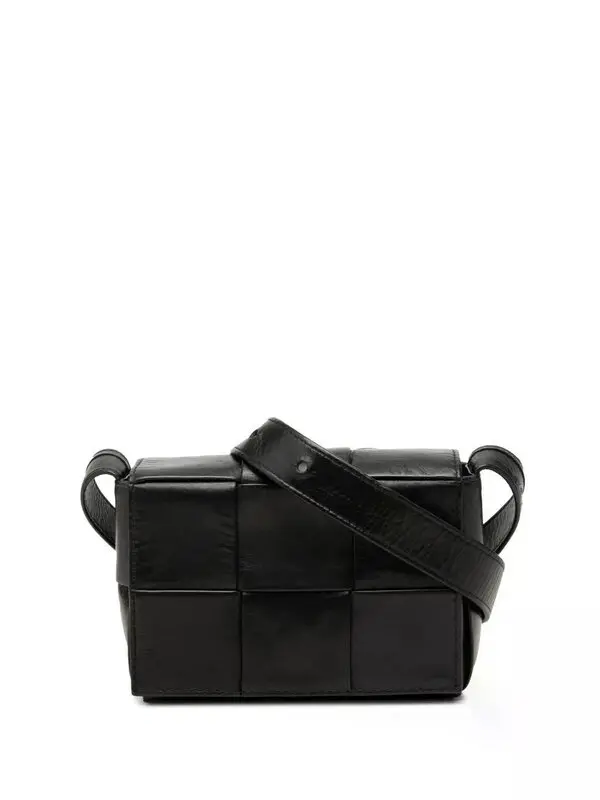 Bottega Veneta 2012-2026 Candy Paper Calfskin Intrecciato Cassette Crossbody Bag - Black