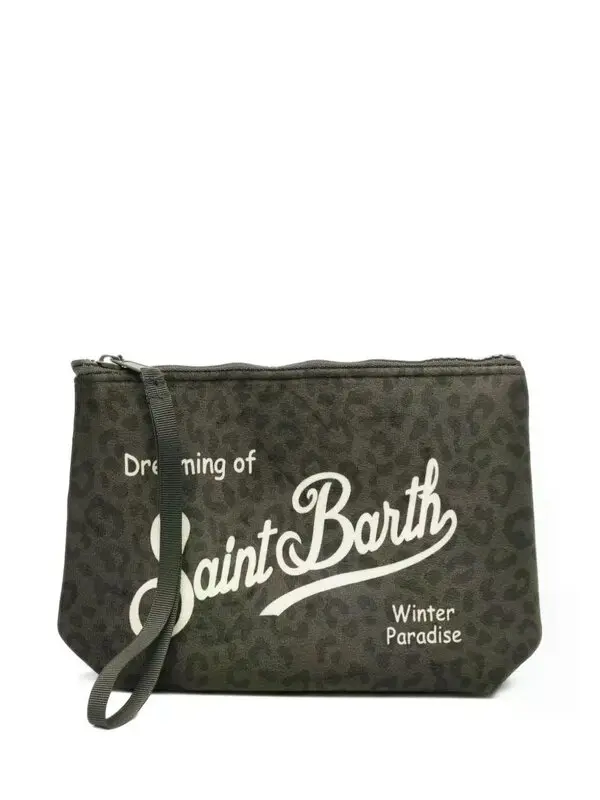 MC2 SAINT BARTH Aline Leopard-print Logo-print Clutch Bag