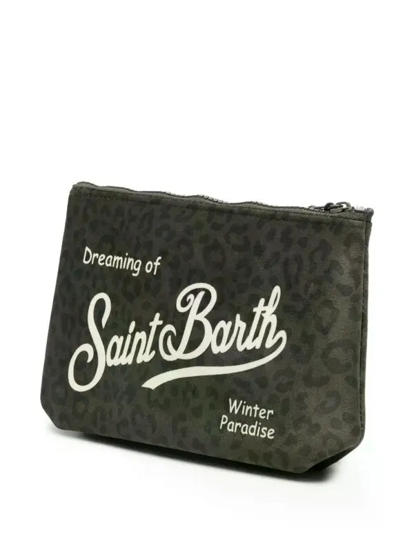 MC2 SAINT BARTH Aline Leopard-print Logo-print Clutch Bag