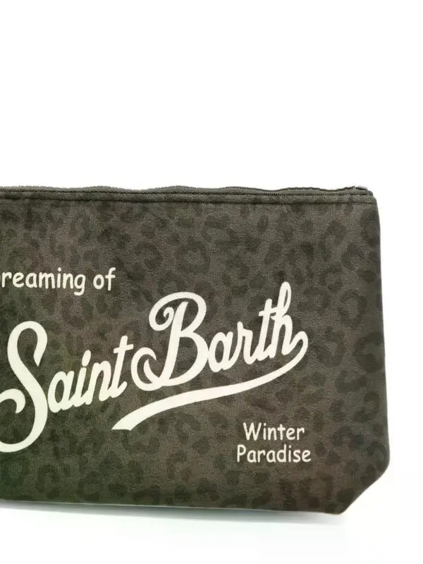 MC2 SAINT BARTH Aline Leopard-print Logo-print Clutch Bag