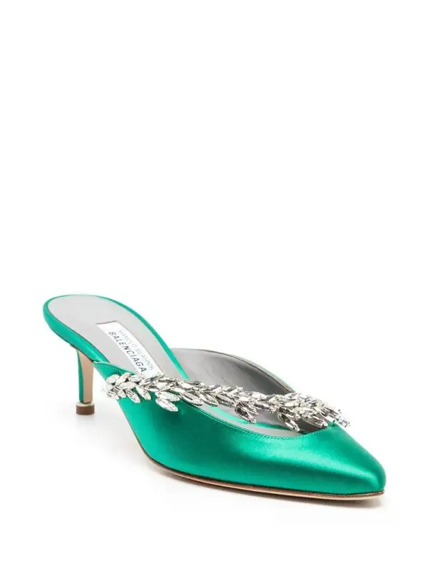 Balenciaga Manolo Blahnik Mules In Grass