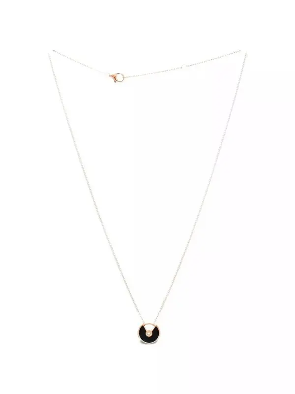 Cartier Amulette De Pendant 18k Rose Gold With Onyx And Diamond Xs Necklace - Pink
