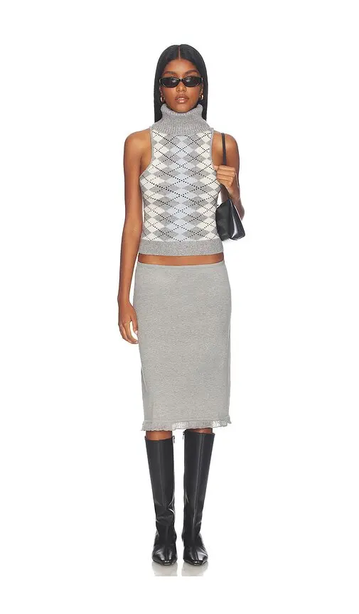 GUIZIO Hana Turtleneck Halter Top In Grey