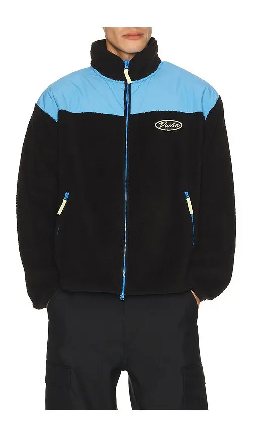 DUVIN DESIGN Oval Full Zip Sherpa Jacket - Black