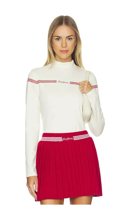 MALBON Sierra Mockneck Top In Cream - Winter