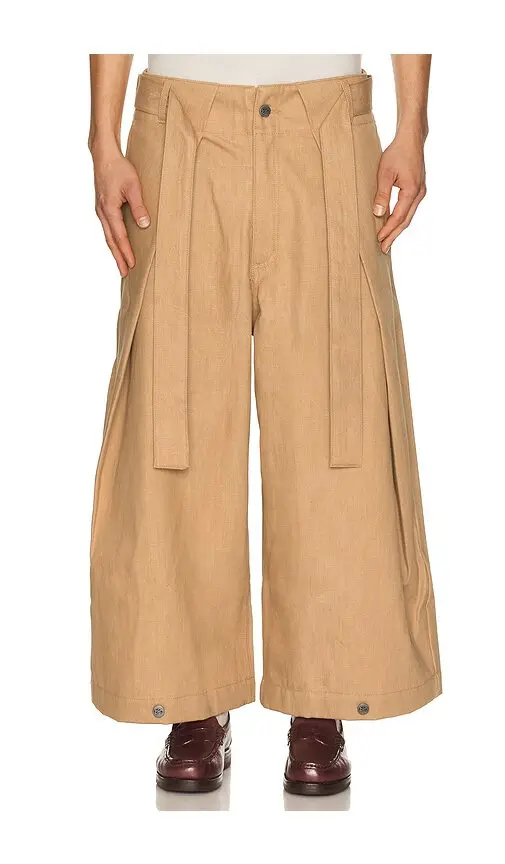 ART COMMUNITY Kimono Japanese Denim Pant In Brown