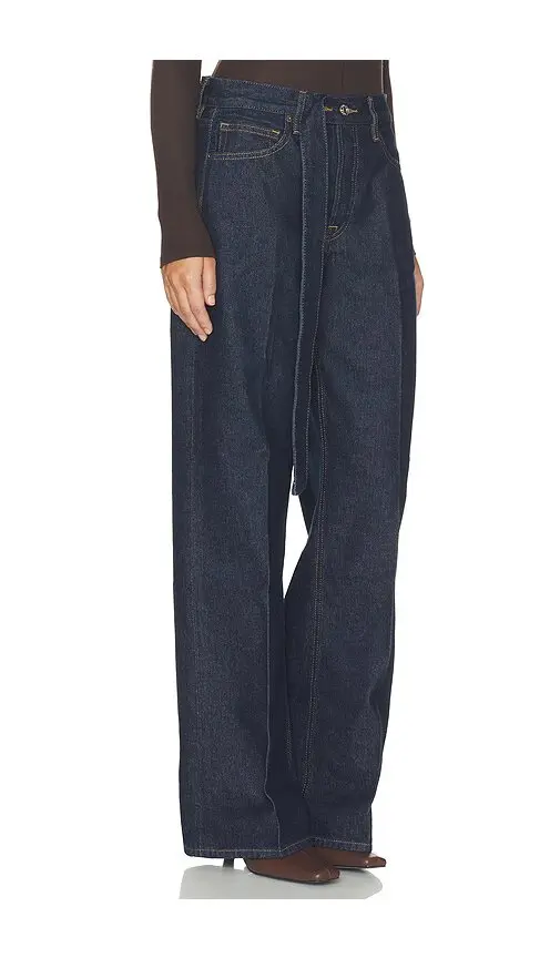 Good American Belted Vintage Low Slung Baggy Jeans In Blue