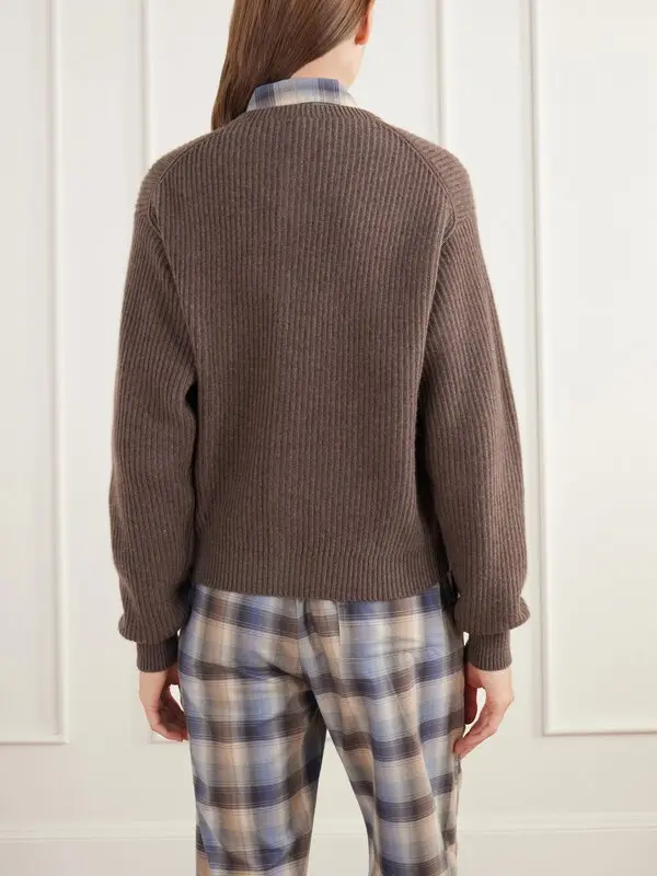 Auralee Tekla Ribbed Wool And Cashmere-blend Cardigan