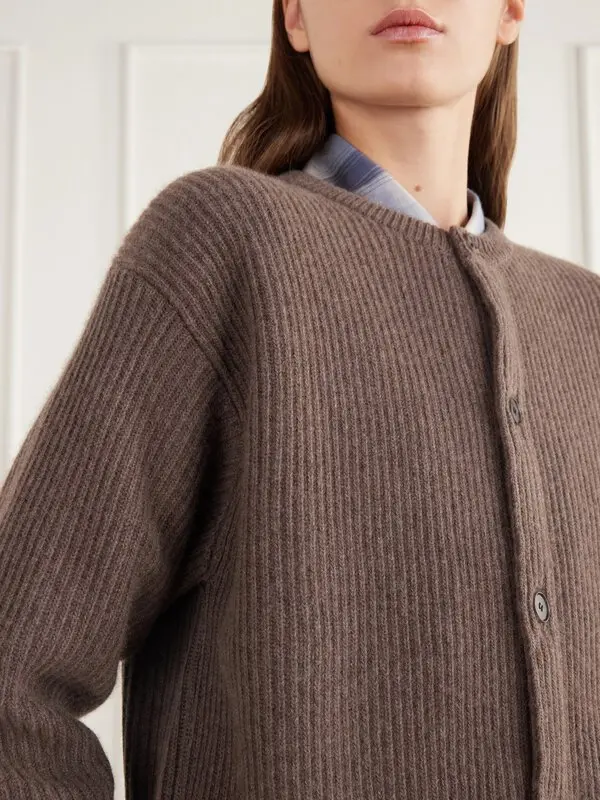 Auralee Tekla Ribbed Wool And Cashmere-blend Cardigan
