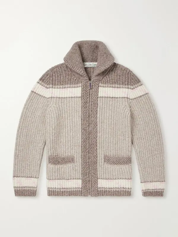 GOD'S TRUE CASHMERE Dudley Amethyst-embellished Ribbed Cashmere Zip-up Cardigan - Neutrals