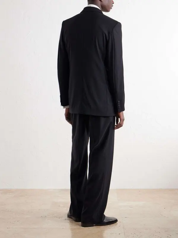 THE ROW Riko Double-breasted Grain De Poudre Wool Tuxedo Jacket
