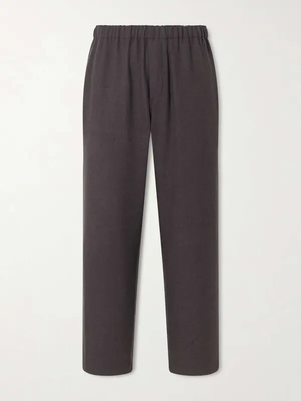 THE ROW Pascale Straight-leg Cotton-blend Poplin Drawstring Trousers