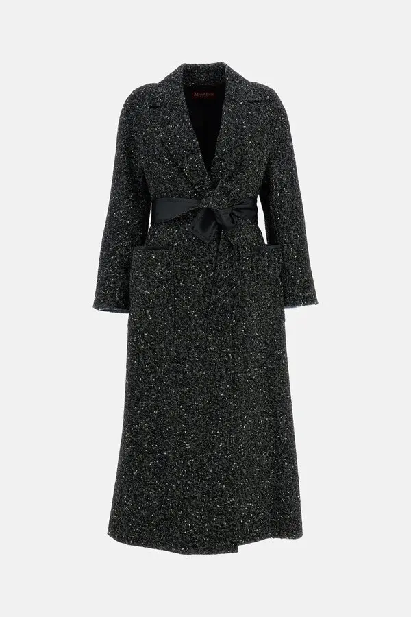 Max Mara Long Wrap Coat In Tweed