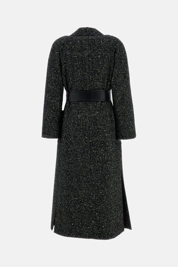 Max Mara Long Wrap Coat In Tweed