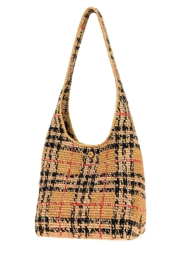 Burberry Embroidered Raffia Margate Shoulder Bag