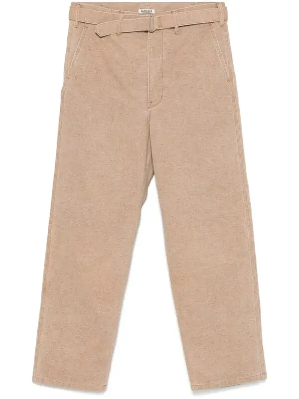 Auralee Canvas Belted Trousers - Nude